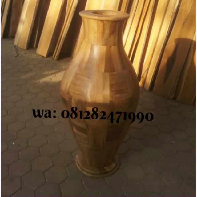 Jual Hiasan rumah guci antik kayu jati (ukuran sedang) | Shopee Indonesia