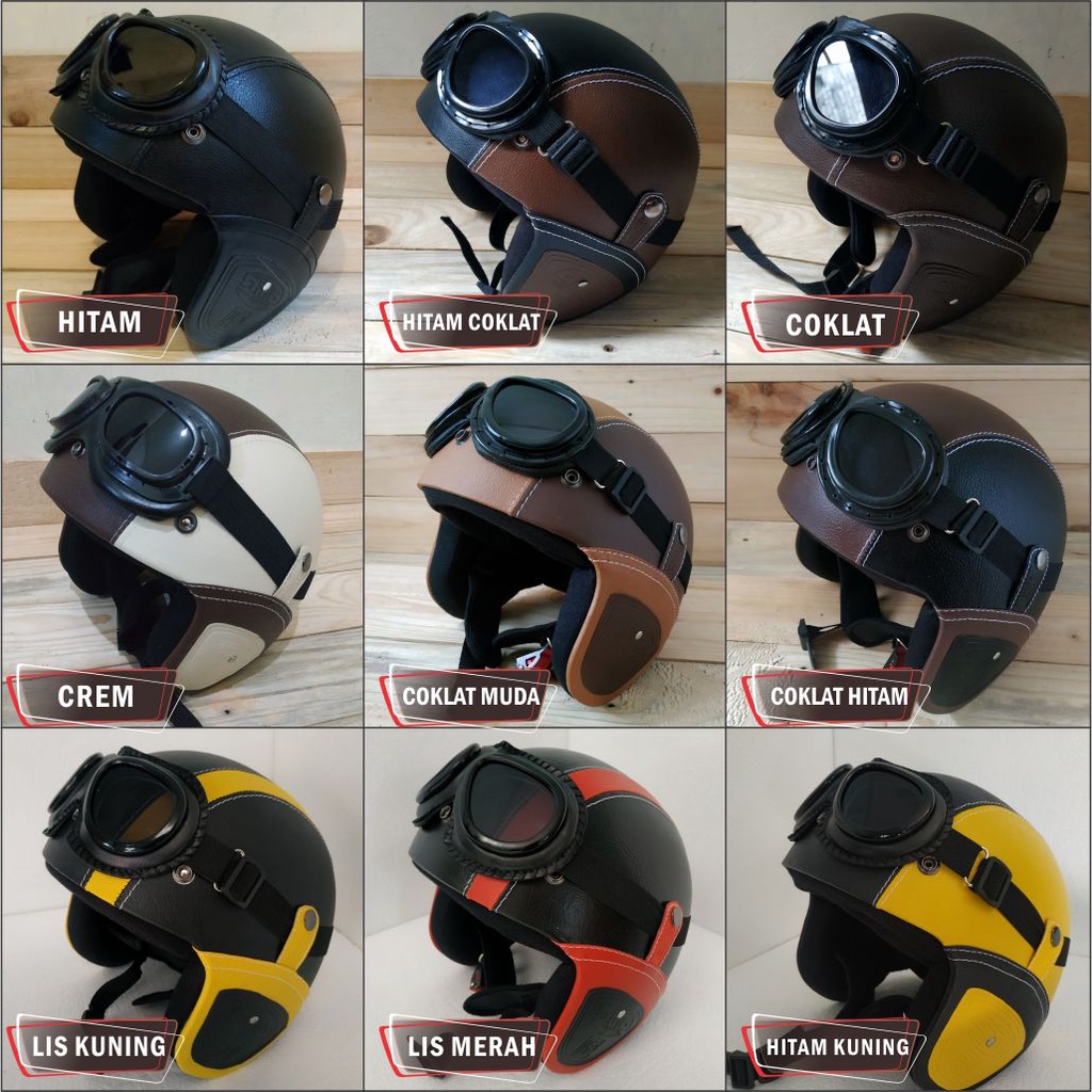 Jual BISA COD Helm Retro SNI Kulit Clasic Dewasa - Helm Club Motor ...