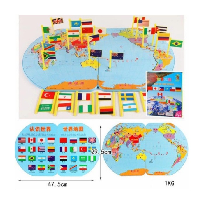 Jual world Unik the bendera peta map mainan flag knowledge world Murah ...