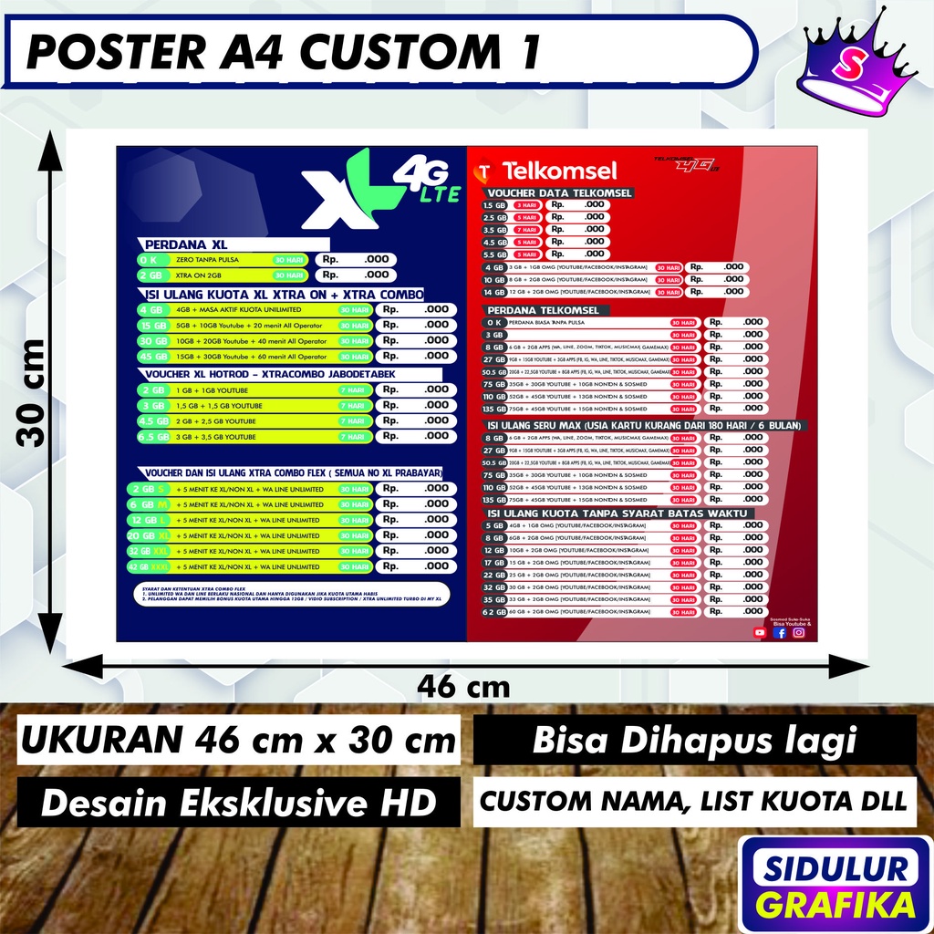 Jual POSTER PAKET DATA ALL OPERATOr | Shopee Indonesia