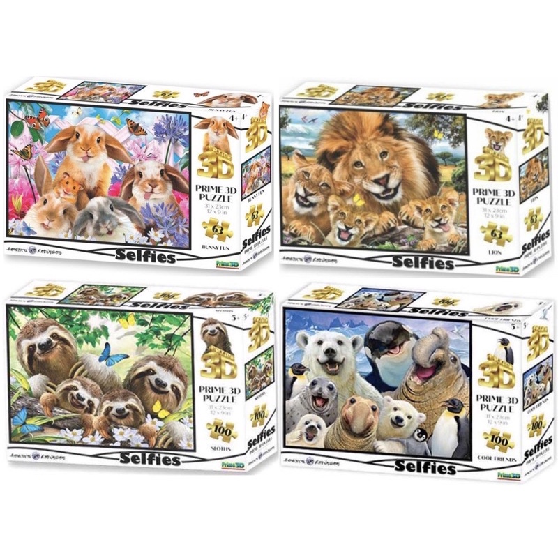 Jual Puzzle Prime 3D Selfie 100pc - Sloths, Bunny, Cool Friends and ...