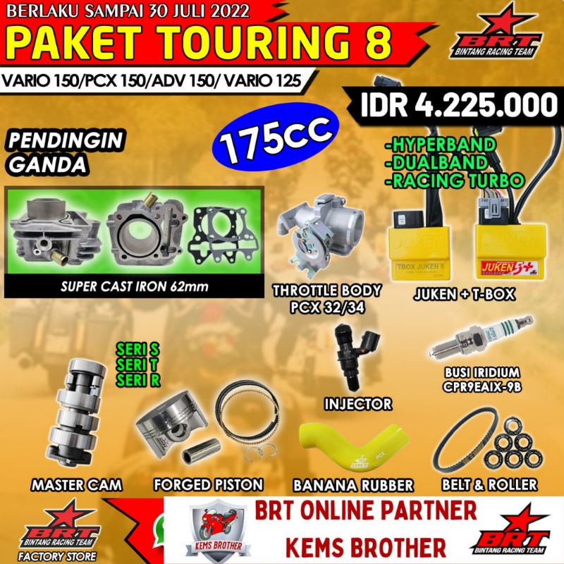 Jual PAKET VARIO BRT PCX ADV TOURING 8 DOUBLE COOLER SOLID BOREUP 175CC ...