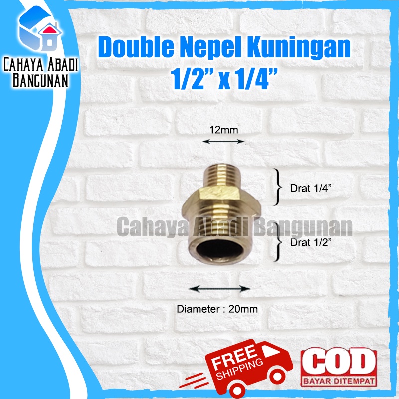 Jual Double Nepel Kuningan 1/2" x 1/4" Dobel Nepel | Shopee Indonesia