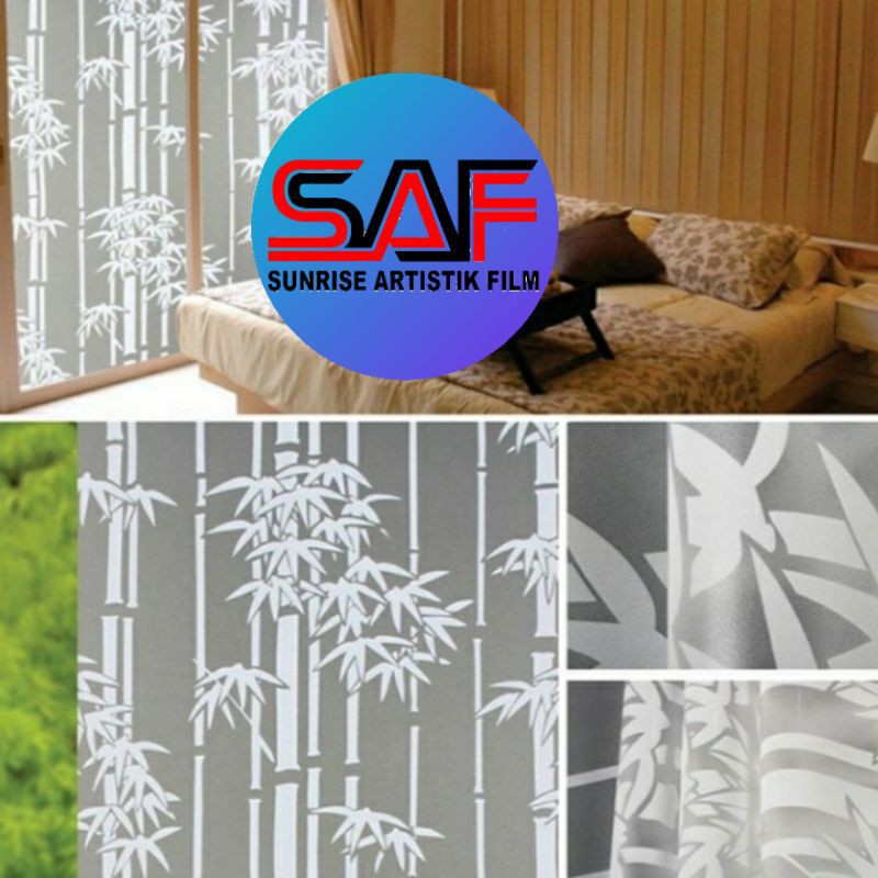 Jual stiker kaca motif bambu putih/sticker kaca film jendela dan pintu ...