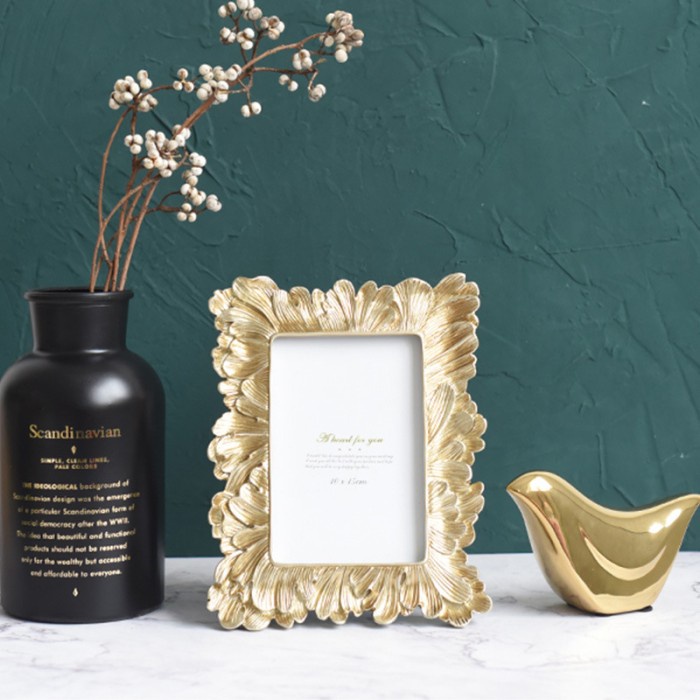 Jual Vintage Luxury Gold Wave Photo Frame / Bingkai foto Daun emas ...
