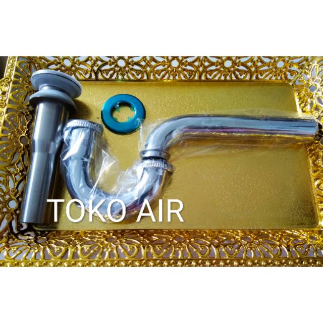 Jual Afur wastafel model pencet+sifon leher angsa stainless set/ afur sifon leher angsa wastafel ...