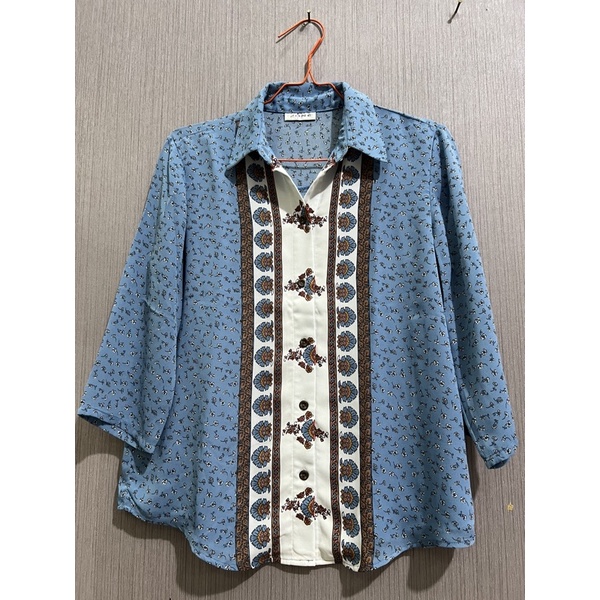 Jual kemeja biru motif, merek zone baru 1x pakai | Shopee Indonesia