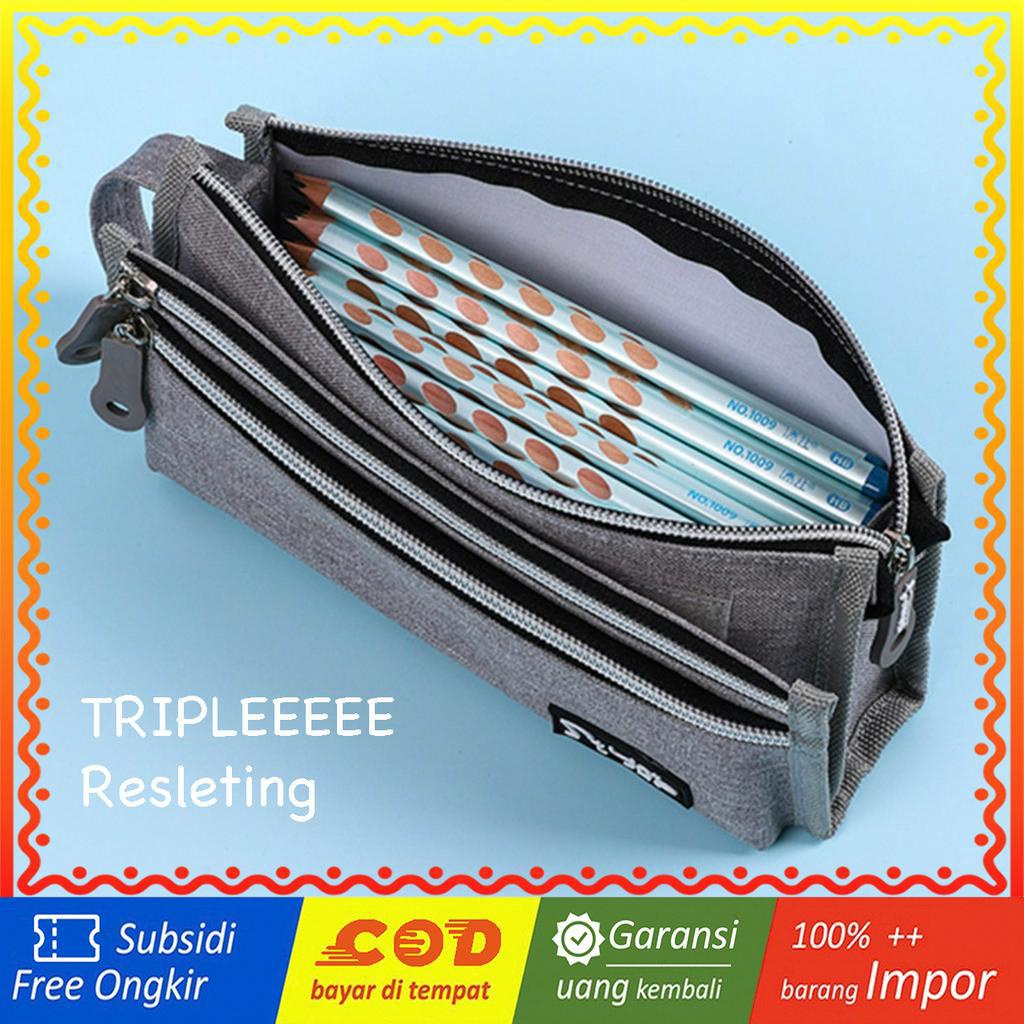 Jual TXS15 Pen Pencil Case Kotak Tempat Pensil STYLE Triple Reslesting ...