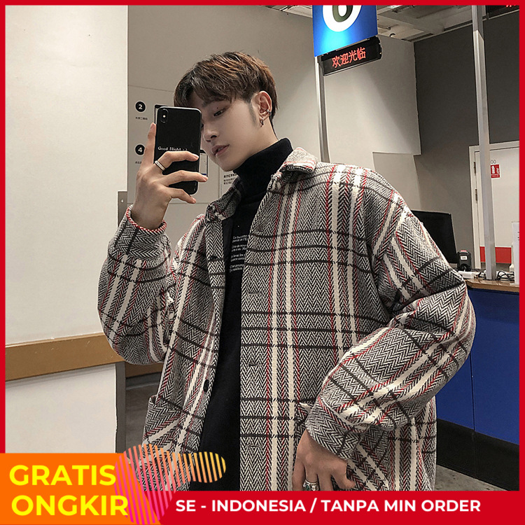 Jual Kemeja Pria HOT Him Baru Bulat Korea Melepaskan Plaid Double Layer ...