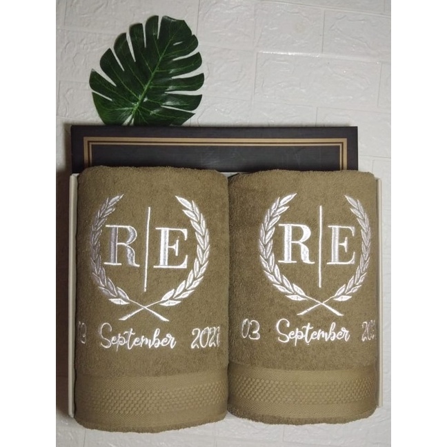 Jual Handuk Custom Bordir - Handuk wedding / Kado Handuk - TANPA BOX ...