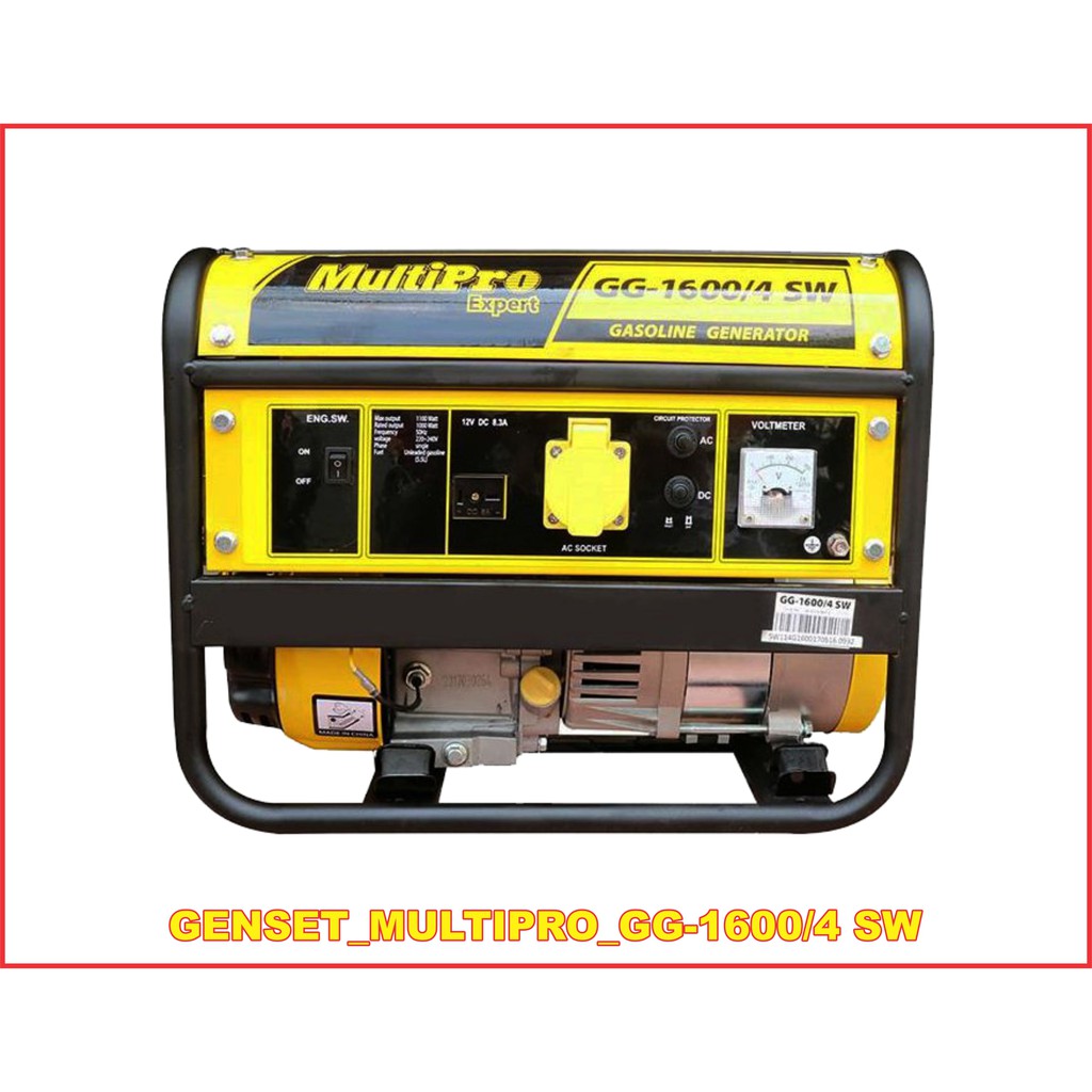 Jual MultiPro Genset Listrik 1000 Watt Bensin 4 Tak GG-1600 / 4SW - Gasoline Generator | Shopee ...