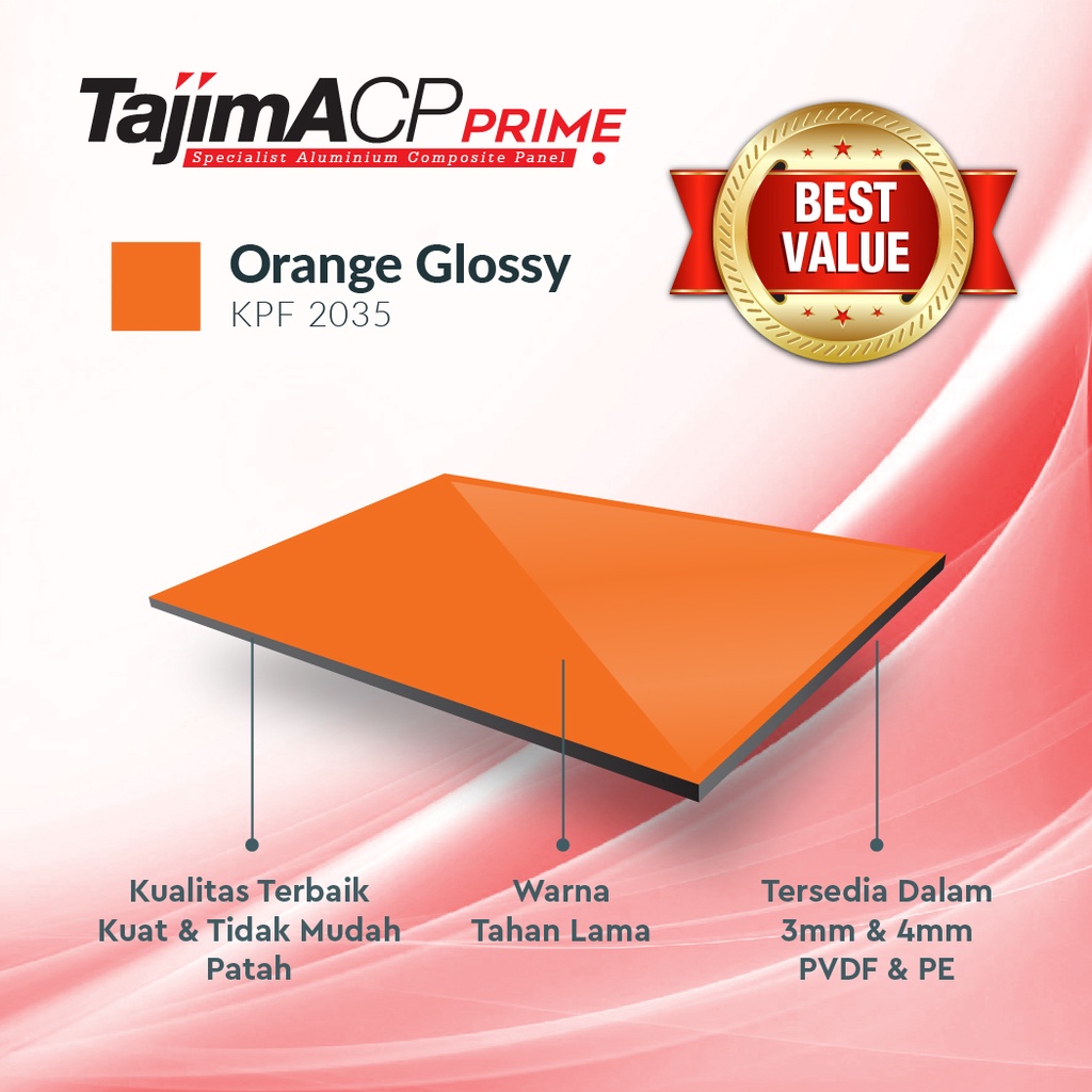Jual ( Free Kurir Toko ) ACP Tajima Orange 3mm Indoor - Aluminium ...
