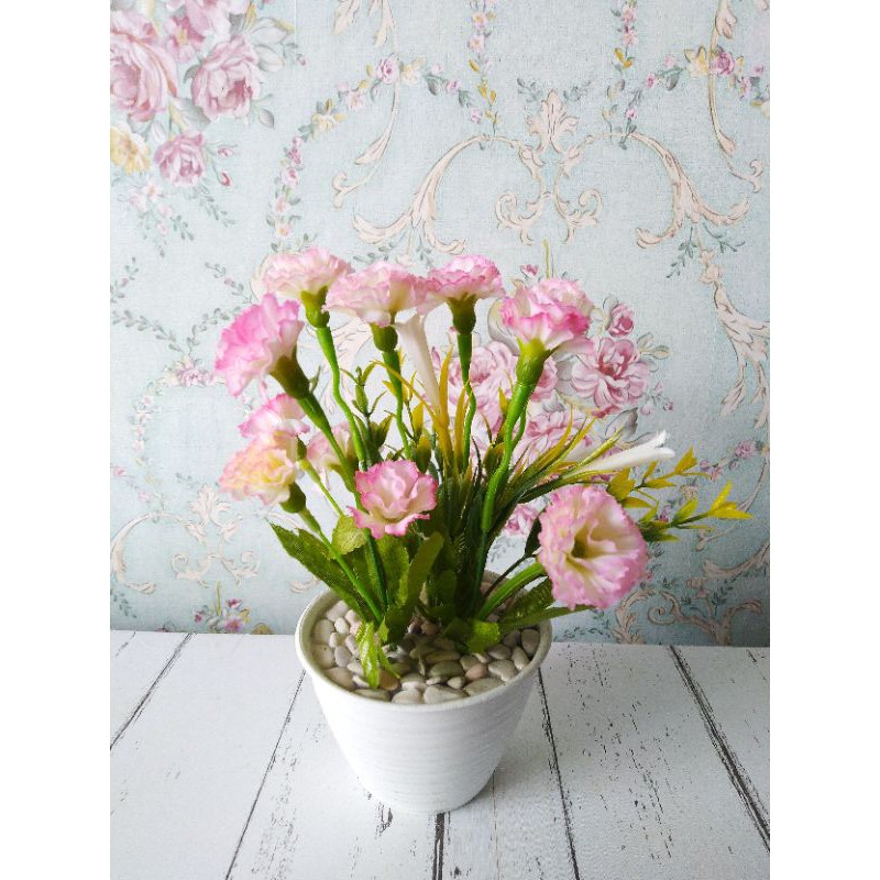 Jual Rangkaian bunga anyelir artificial pot 10 cm | Shopee Indonesia