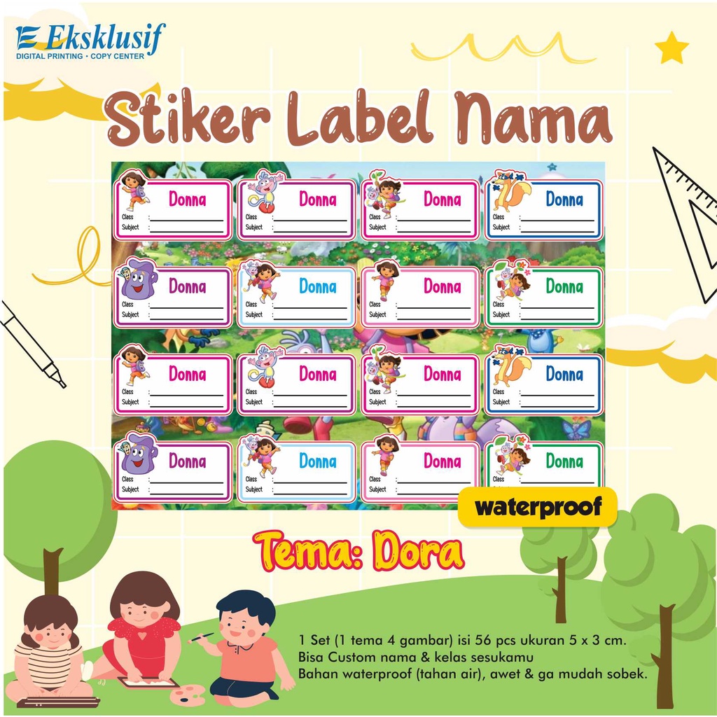 Jual Stiker Label Nama Anak Karakter Perempuan (Custom) | Shopee Indonesia