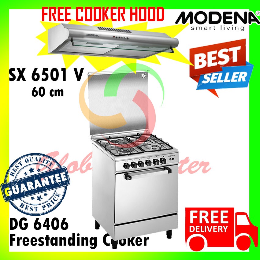 Jual Kompor Freestanding DG 6406 BONUS Cooker Hood Modena SX 6501 V | Shopee Indonesia
