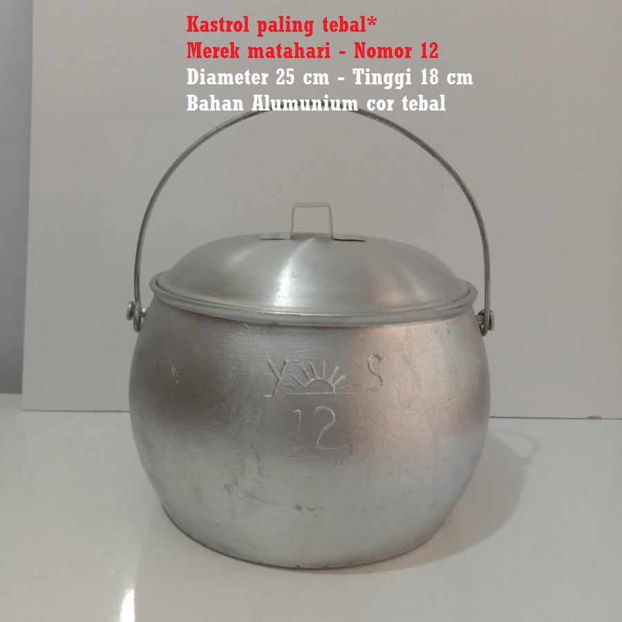Jual Kastrol paling tebal matahari no 12 tutup full alumunium diameter ...