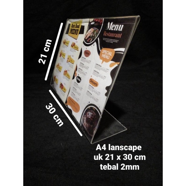 Jual Akrilik display Tentcard Custom Brosur Uk. A4 Model Landscape L ...