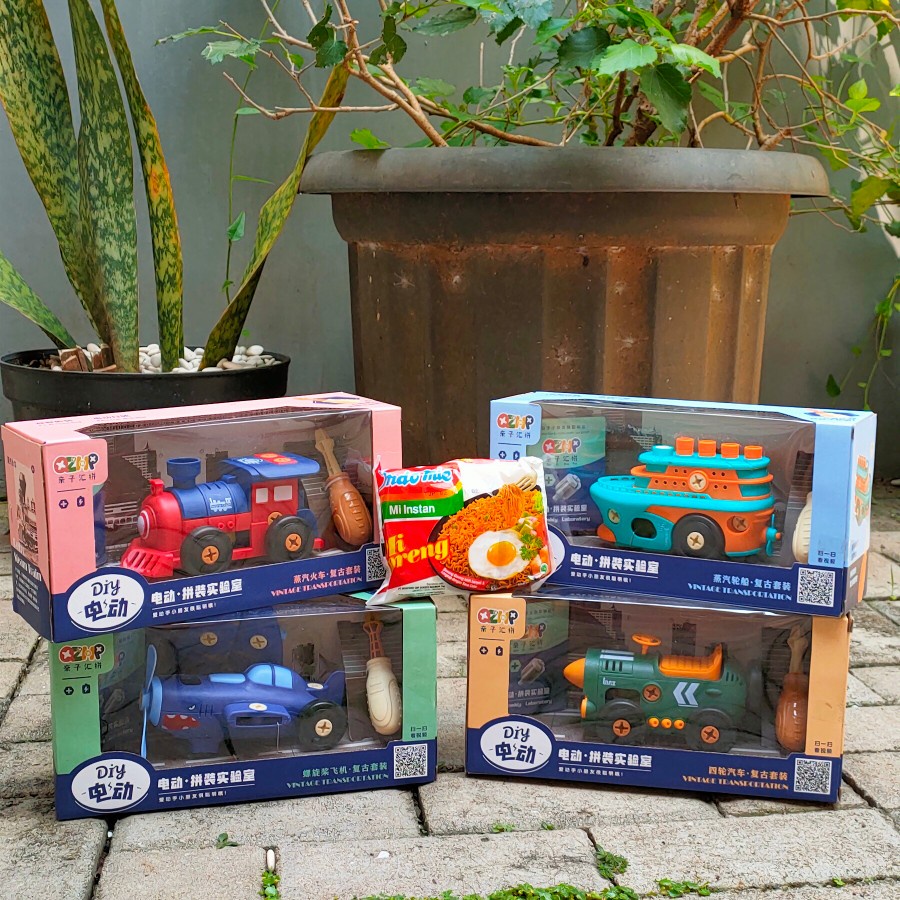 Jual mainan rakit anak model retro / jadul. mobil, kereta, kapal ...