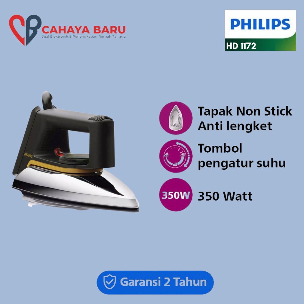 Jual PHILIPS Dry Iron Classic HD1172 - Setrika HD 1172 Garansi Resmi ...