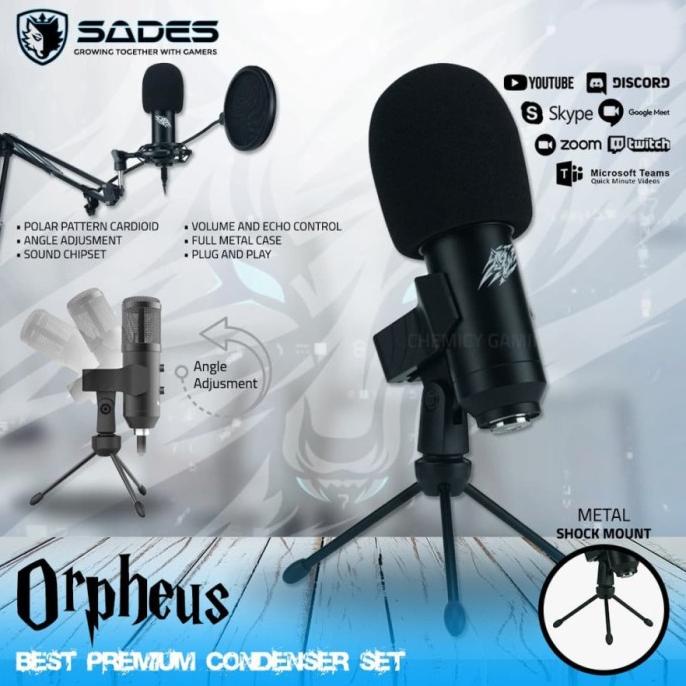 Jual Microphone Sades Orpheus Condenser Gaming-Mic Sades Condenser ...