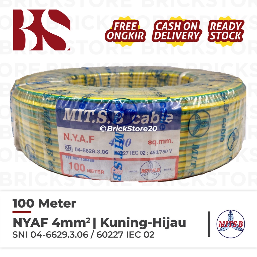 Jual Kabel Grounding NYAF 4mm / Kabel Grounding 1x4mm Per Meter Mitsuba LMK | Shopee Indonesia