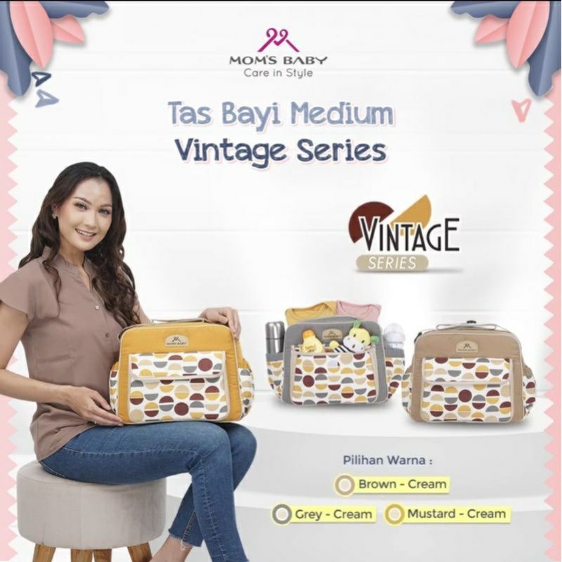 Jual Moms Baby Tas Bayi Medium Vintage Series - MBT 3047 | Shopee Indonesia