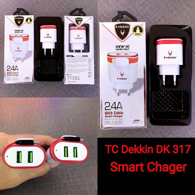 Jual Charger USB 2 port 2,4A DEKKIN DK-317 Fast Charge | Shopee Indonesia