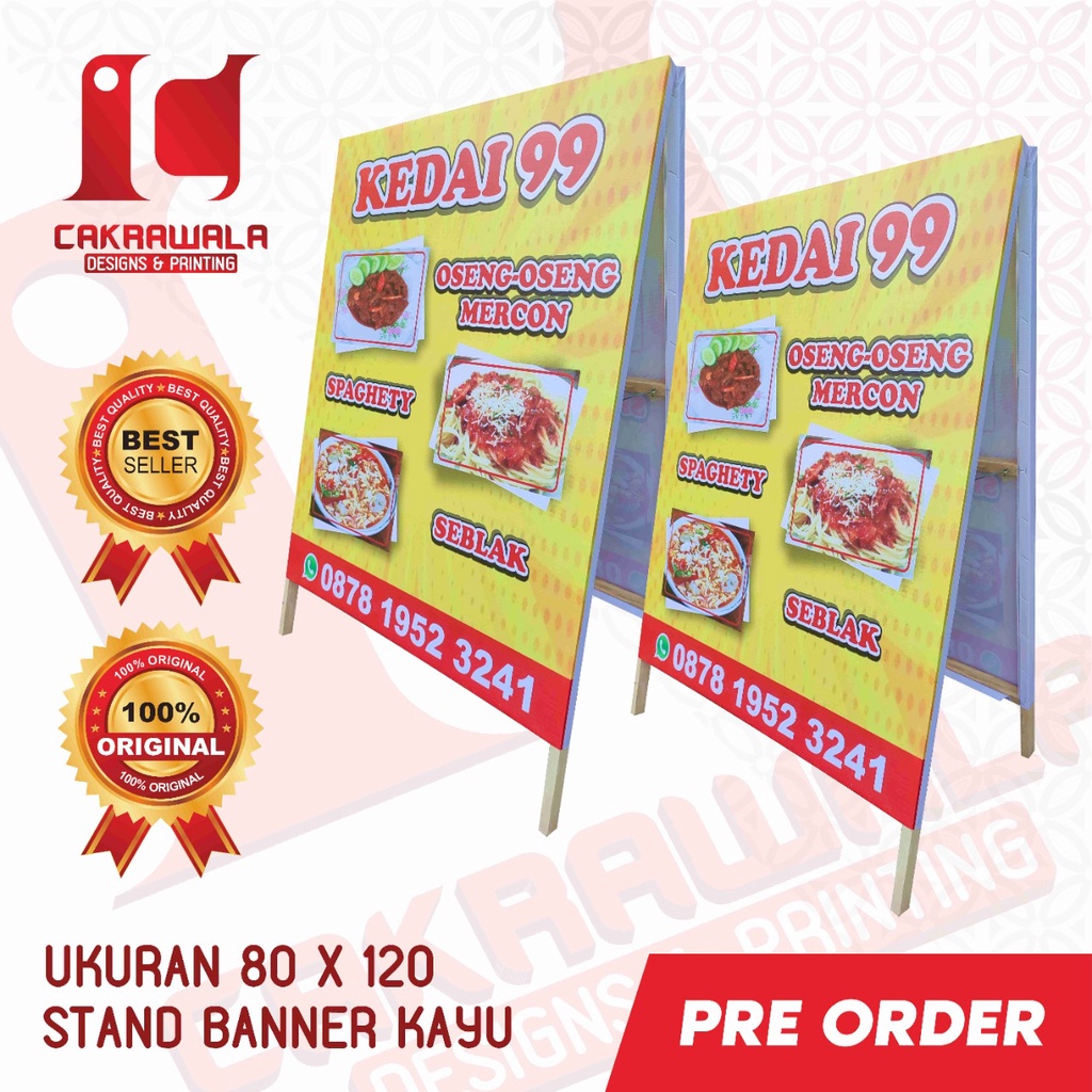 Jual STAND BANNER KAYU UKURAN 80 X 120 - SEGITIGA BANNER RANGKA KAYU ...