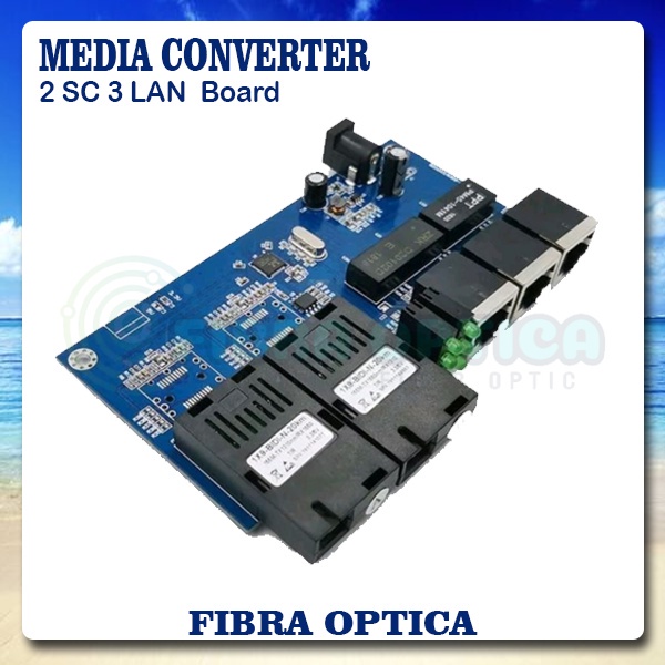 Jual Media Converter 2 SC 3 LAN ( Board ) | Ethernet Fiber Switch 2 Port FO 3 Port LAN 10/100 ...