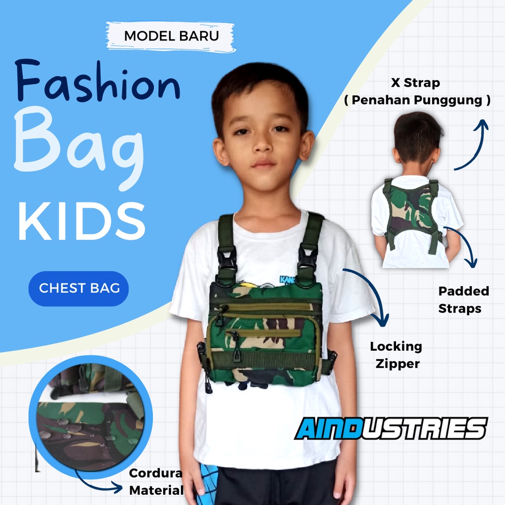 Jual Tas Dada Mini Anak Army, Chest Bag Mini Tactical anak, Rompi Dada ...