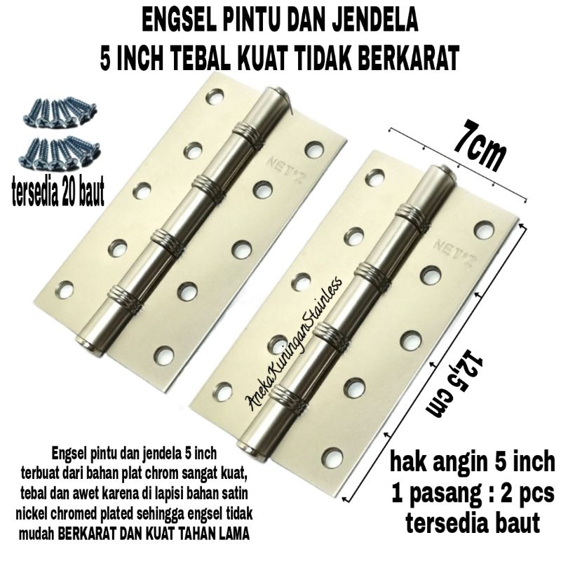Jual Engsel 5 inch / Engsel lubang 5 / Engsel Daun pintu Besar & pintu ...