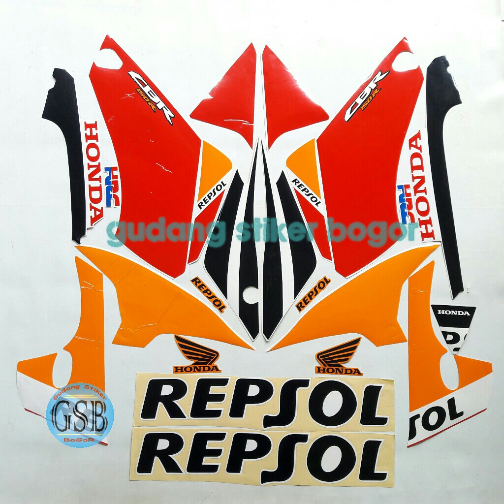Jual Stiker lis body motor CBR Repsol 150R 2014-2016 Putih-orange ...