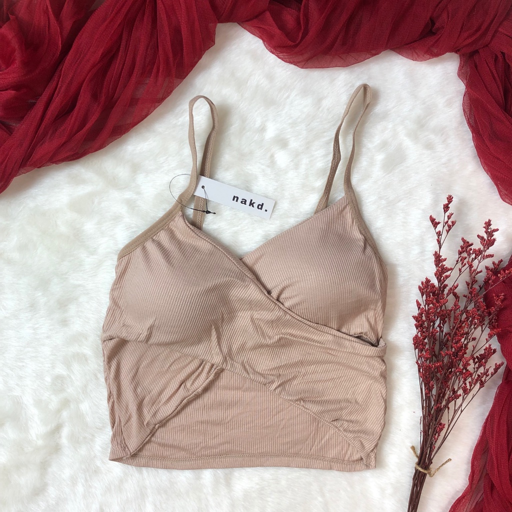 Jual NAKD Rosé Twisted Top Tanktop Bra Katun Korea atasan Wanita Silang Crop Sexy | Shopee Indonesia