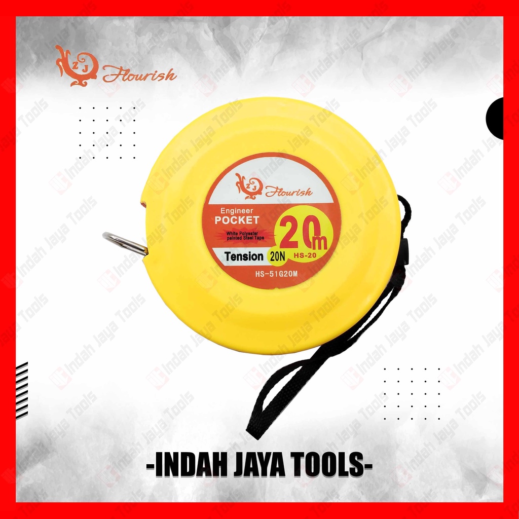 Jual FLOURISH Meteran BULAT BESI 20 M Pocket Jalan Rol Meter 20M Gulung ...
