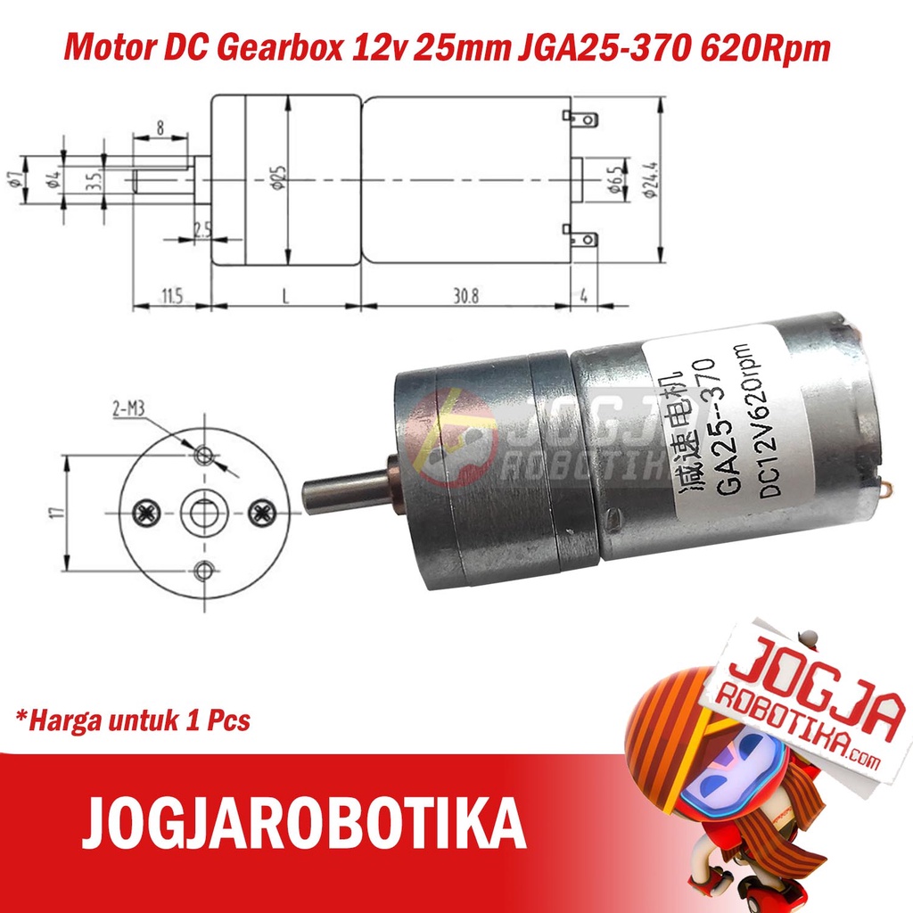 Jual Motor DC Gearbox 12v 25mm JGA25-370 620Rpm | Shopee Indonesia