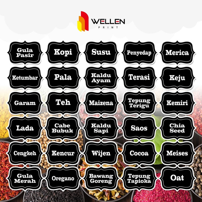 Jual Sticker Stiker Label Nama Bumbu Dapur Pantry Toples Wadah Botol ...