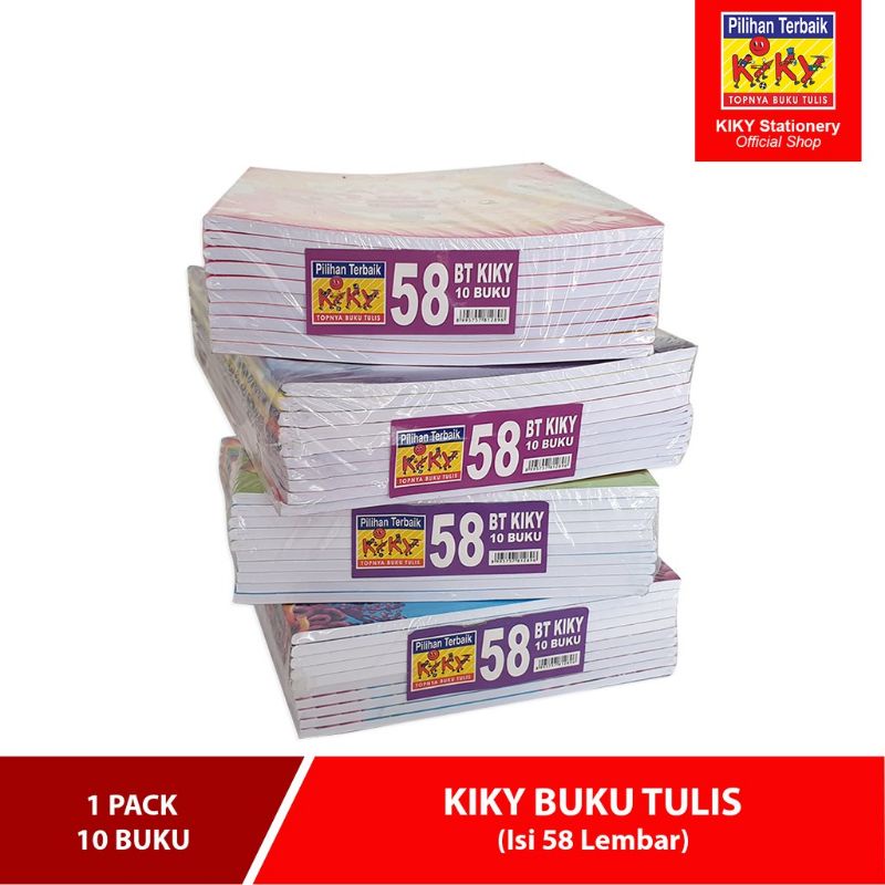 Jual BUKU TULIS PENDEK KIKY WARNA ISI 58 LEMBAR (1 PACK ISI 10 BUKU ...