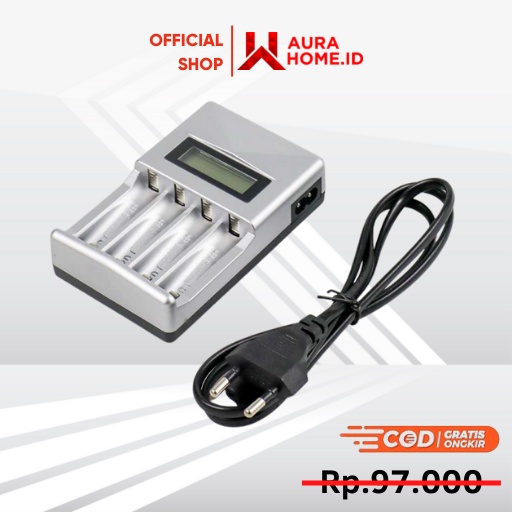 Jual Charger Baterai 4 Slot LCD Display for AA AAA NiMh NiCd / Alat Cas ...