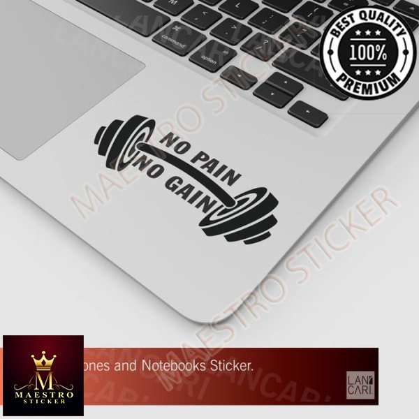 Jual M.STICKER Decal Sticker No Pain No Gain Gym Cutting Macbook Laptop ...