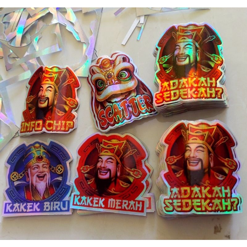 Jual Hologram Sticker higs domino info chip sedekah kakek merah biru ...