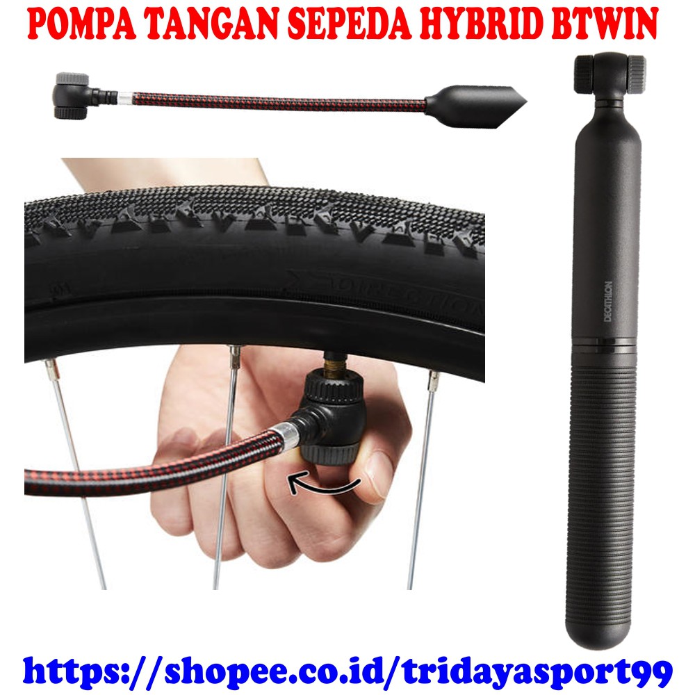 Jual POMPA TANGAN SEPEDA HYBRID BTWIN HITAM | Shopee Indonesia