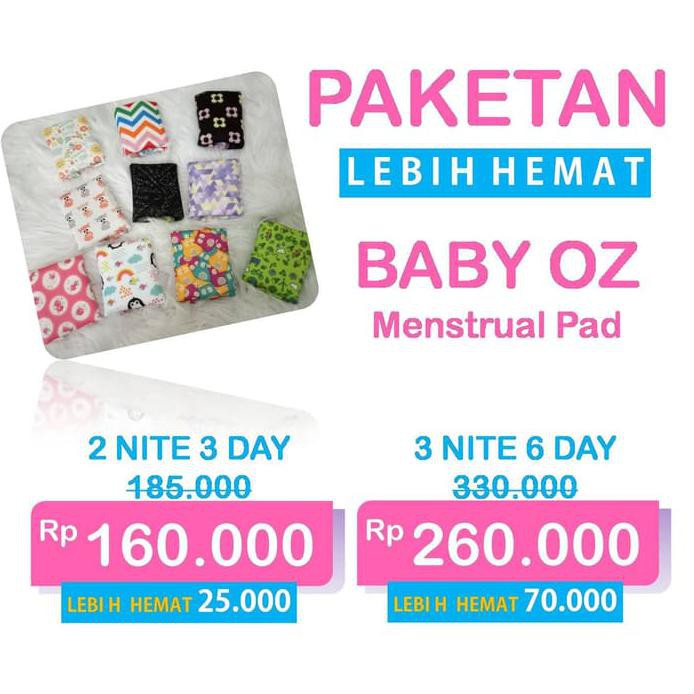 Jual Paket Pembalut Kain / Menstrual Pad Baby Oz (2 nite 3 day ...