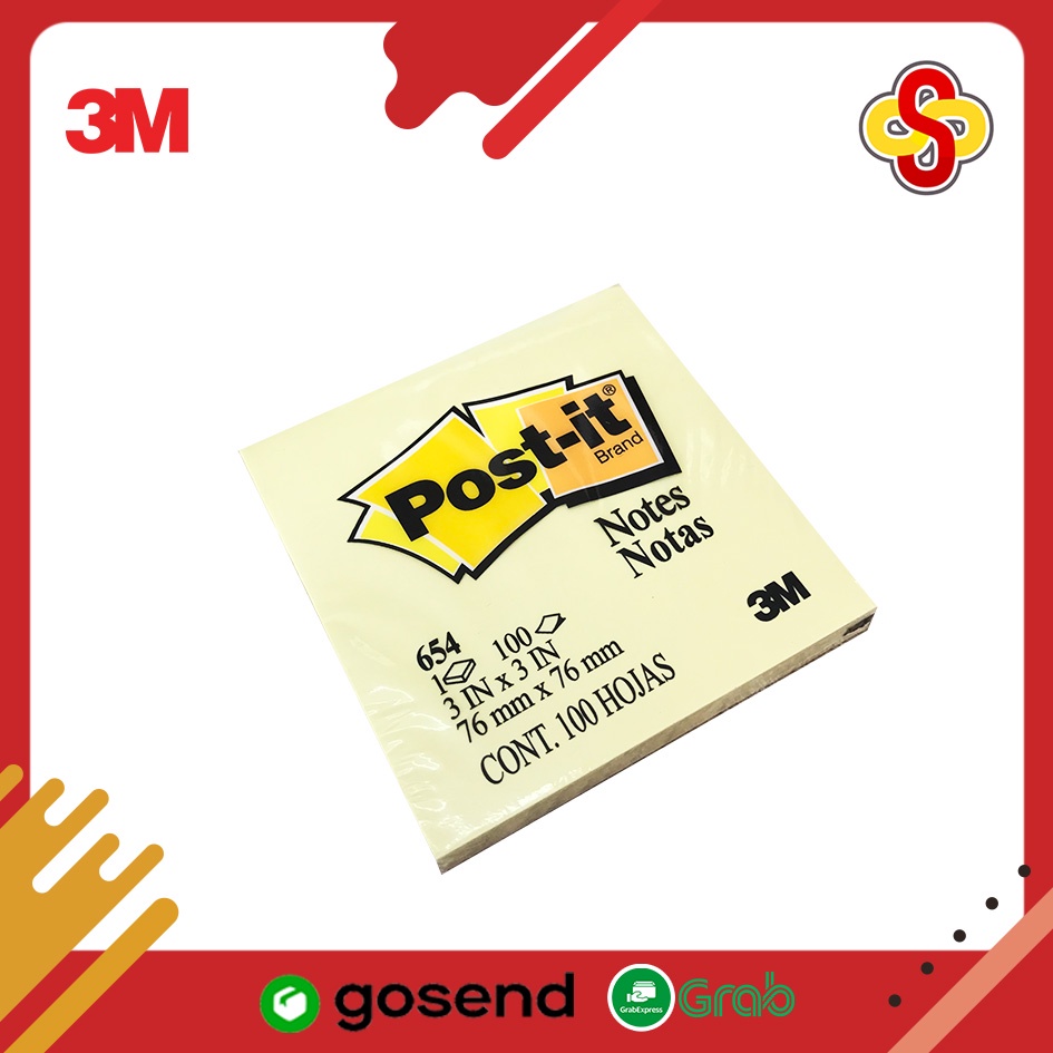 Jual Sticky Notes / Kertas Memo Post-it 3M 654 Kuning 100 Lembar ...