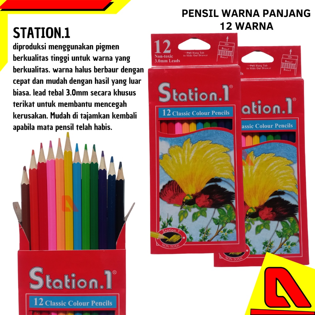 Jual PENSIL WARNA 12 WARNA PANJANG PENSIL WARNA SET 12 WARNA PANJANG ...