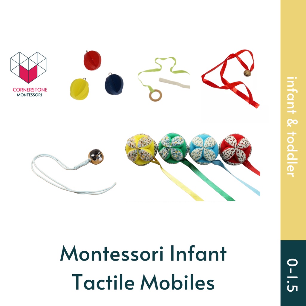 Jual Cornerstone Montessori Infant Tactile Mobile Tricolore Ring Ball ...