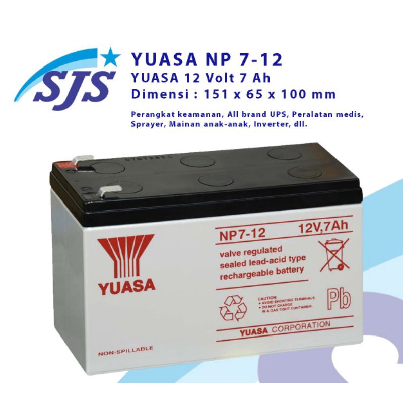 Jual Baterai Vrla Yuasa 12v 7ah Original new NP7-12 kering | Shopee Indonesia