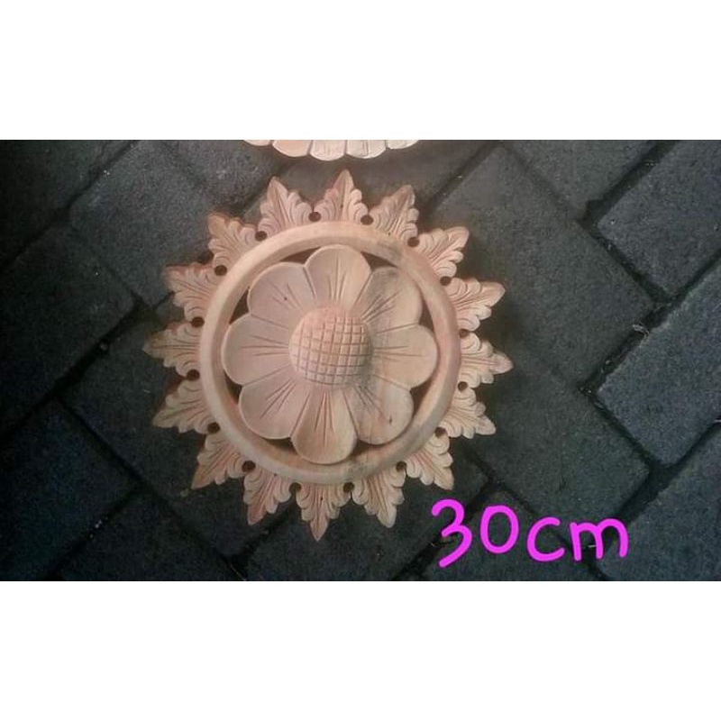 Jual UKIRAN TEMPEL CEMARA BULAT 30cm/Ukiran jepara kayu mahoni/Ukiran ...