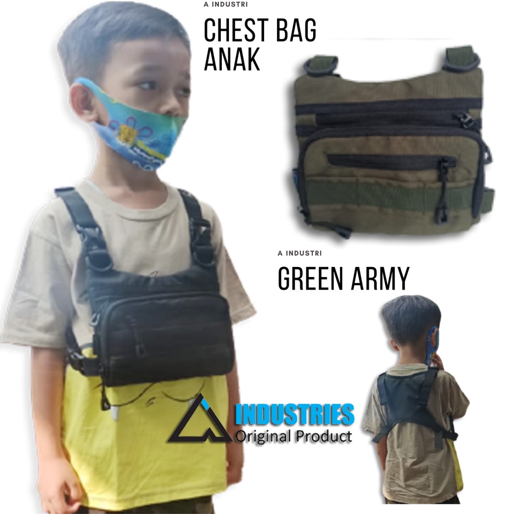 Jual Tas Dada Mini Anak Army, Chest Bag Mini Tactical anak, Rompi Dada ...