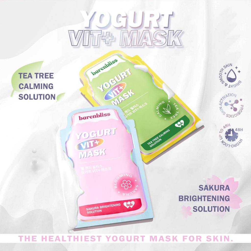 Jual Masker Wajah BNB barenbliss Yogurt Vit+ Mask - Calming Sheet Mask ...