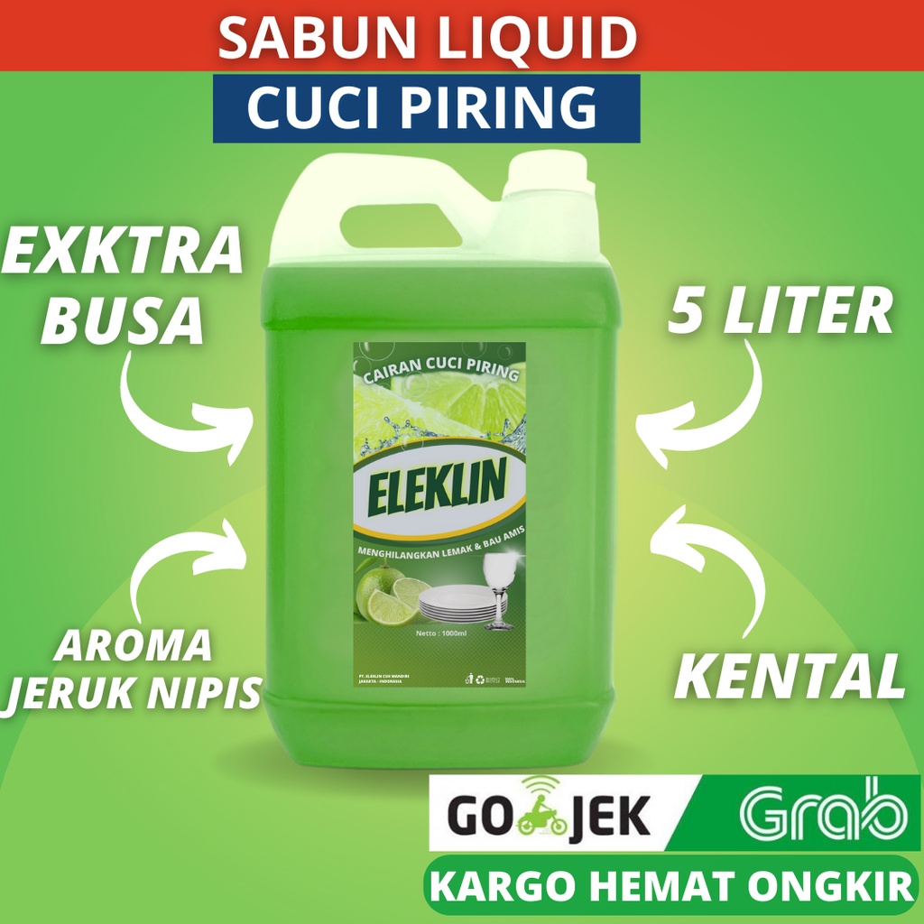 Jual Sabun Cuci Piring Cair Liquid Eleklin Literan Murah Ekonomi Jeruk ...